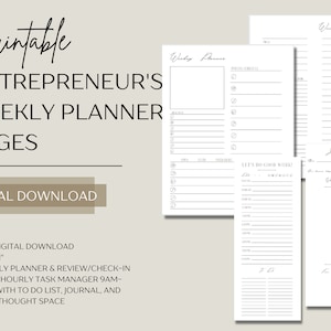 Printable Entrepreneur's Weekly Planner | Small Business Daily Planner ...