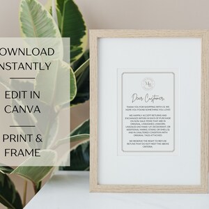 Simple Return Policy Template, DIY Printable Business Card Design ...