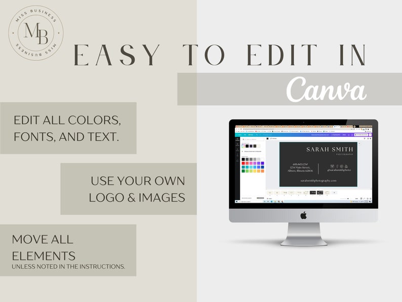 Simple Business Card Template DIY Printable Business Card - Etsy