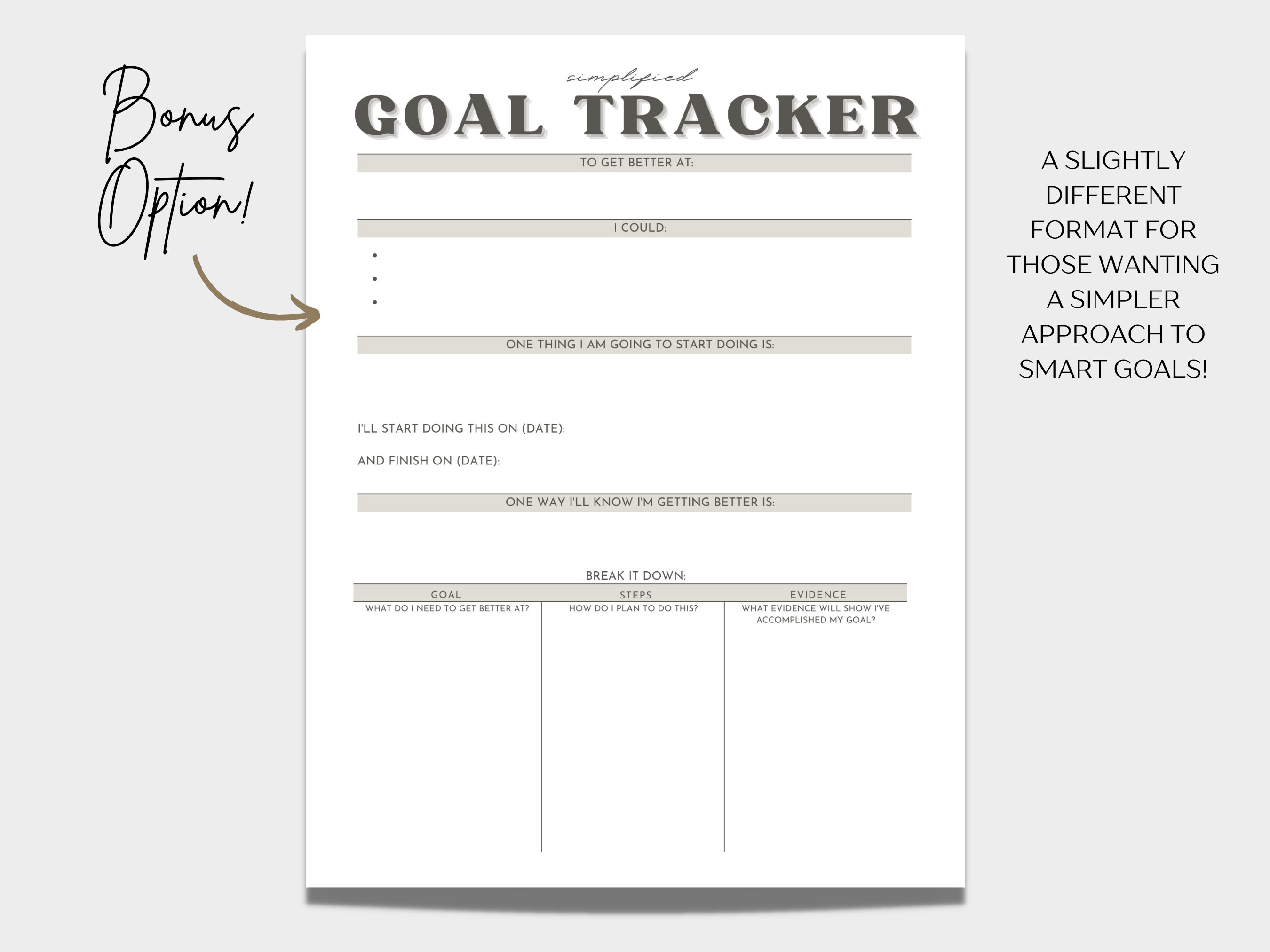 Goal Setting Worksheet | SMART Goals Template | Printable Goals Planner ...