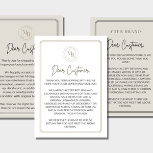 Simple Return Policy Template, DIY Printable Business Card Design ...