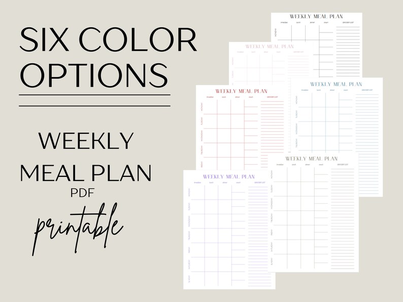 Weekly Meal Plan Printable | Food Planner | Grocery List Printable ...