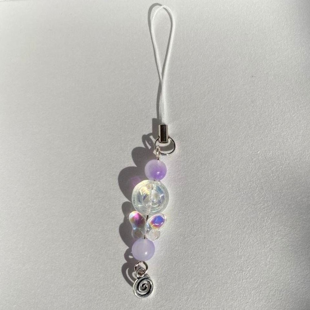 Purple Iridescent Swirl & Butterfly Phone Charm - Etsy