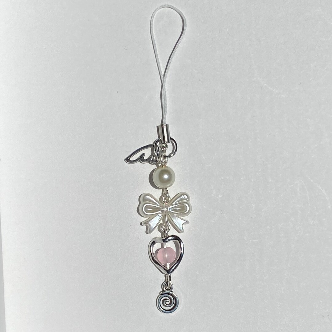 Bow & Heart Phone Charm / Phone Strap - Etsy
