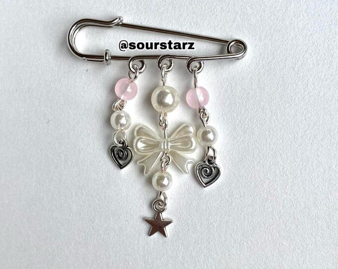 Bow Safety Pin Bag Charm - Etsy