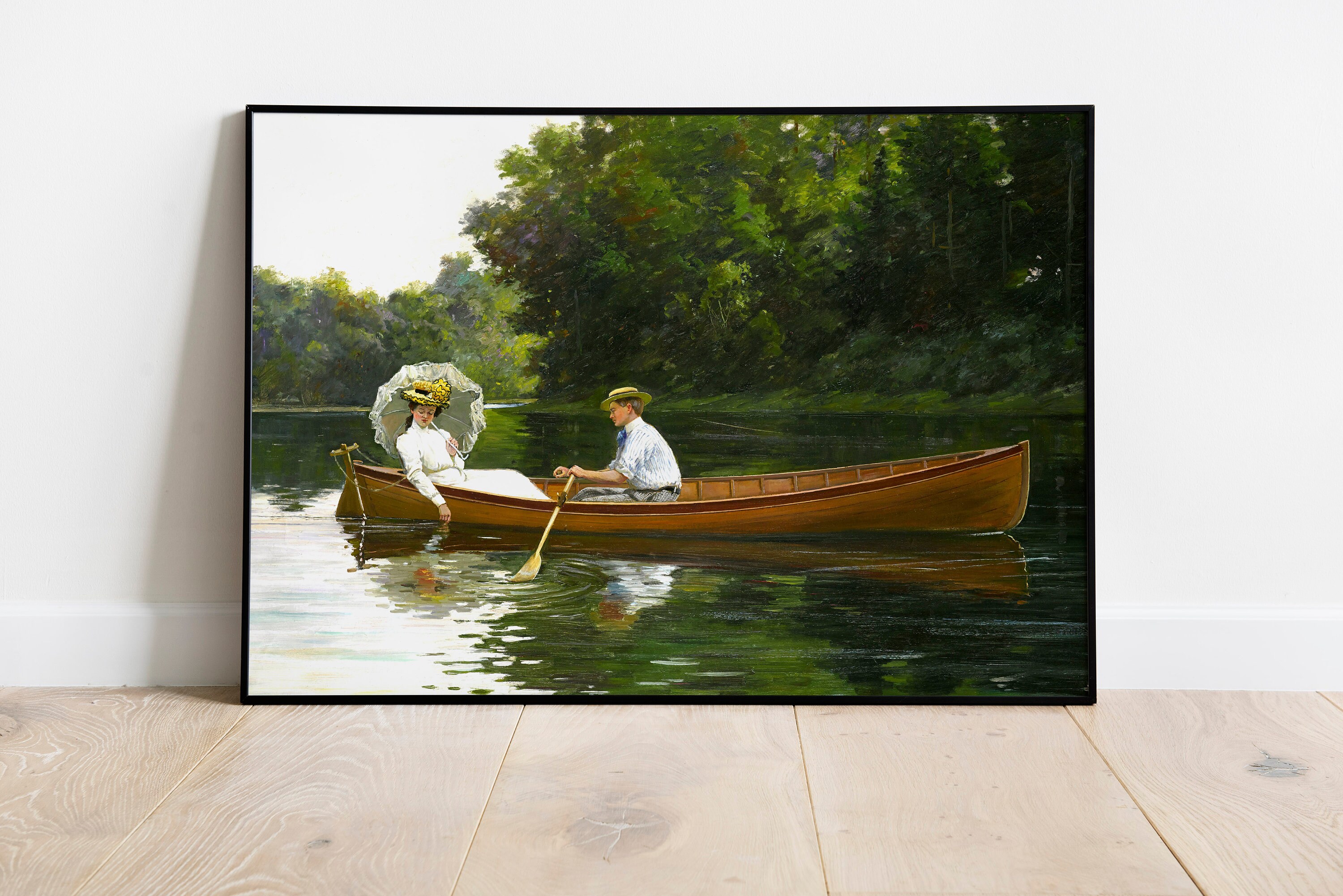Antique Portrait Couple Rowing Boat Vintage Landscape Print - Etsy