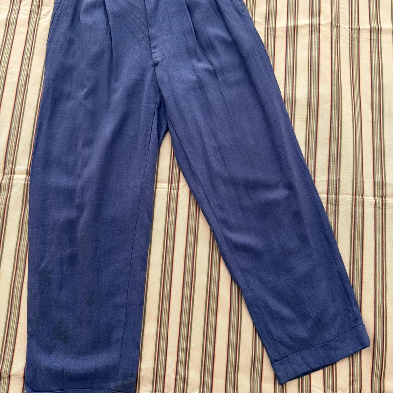 Blue Gabardine Trousers - Etsy
