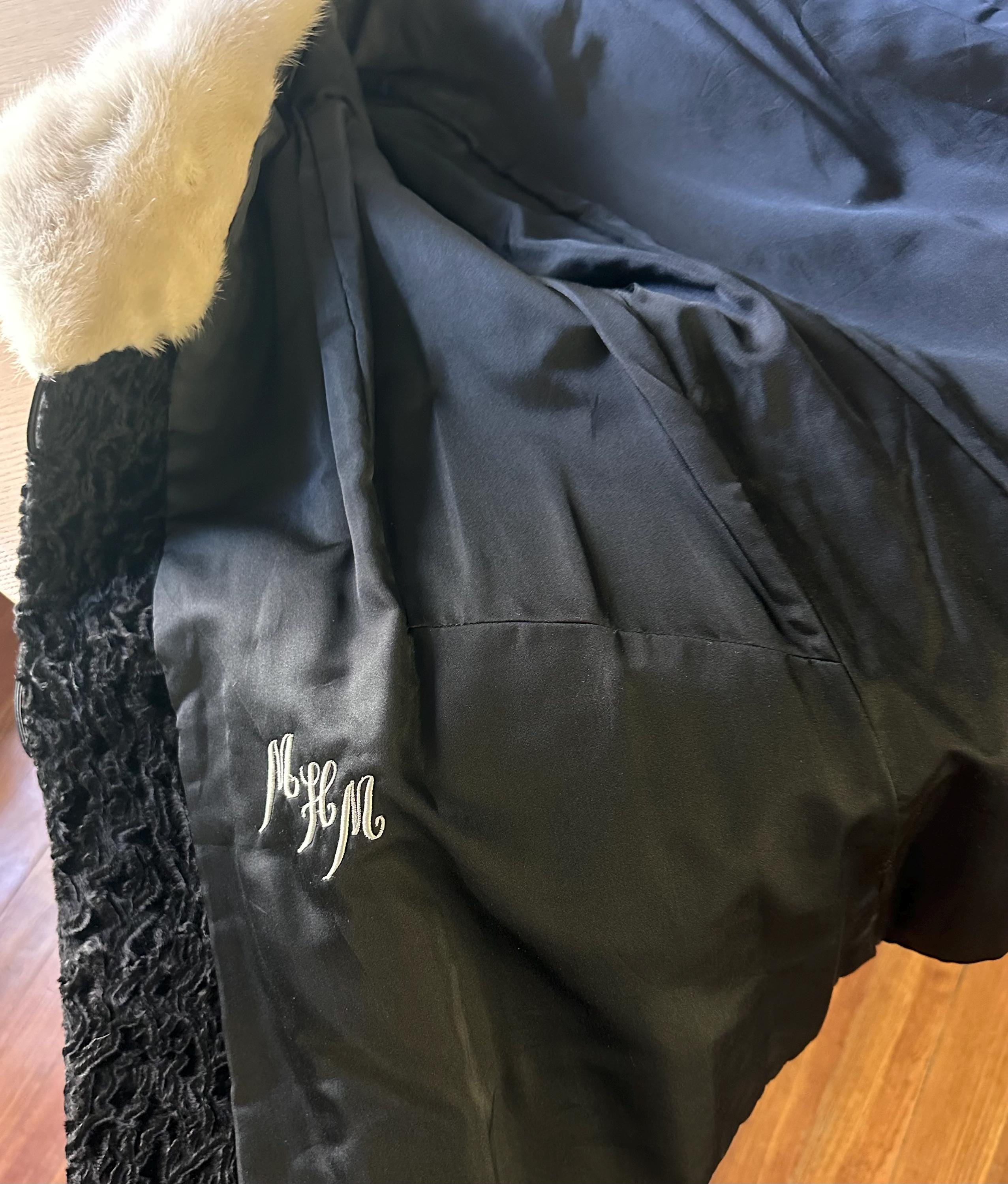 Vintage 1950's Black Curly Lambs Wool Coat With White Mink Collar - Etsy