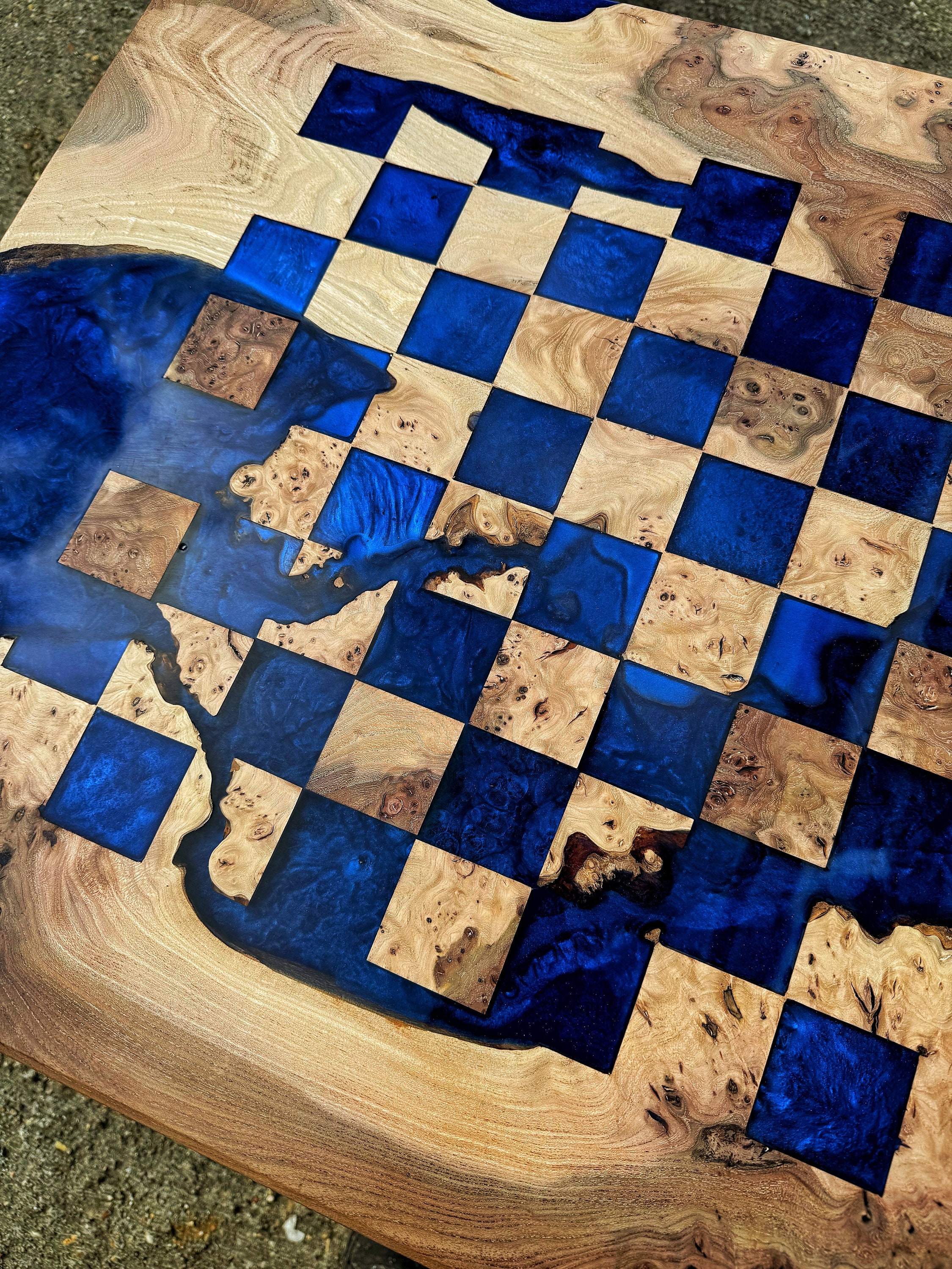Epoxy Resin & Burr Elm Chessboard: Custom Color Options - Etsy