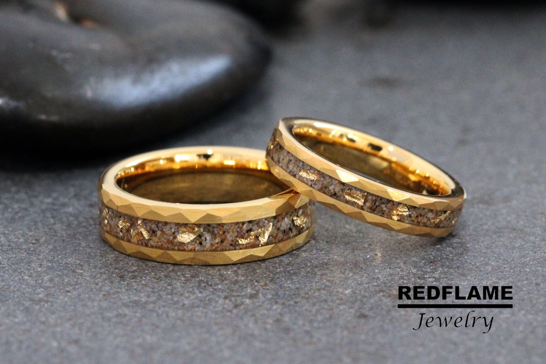 Your Sand Gold Leaf Wedding Ring Your Beach Sand Ring Your Own ...