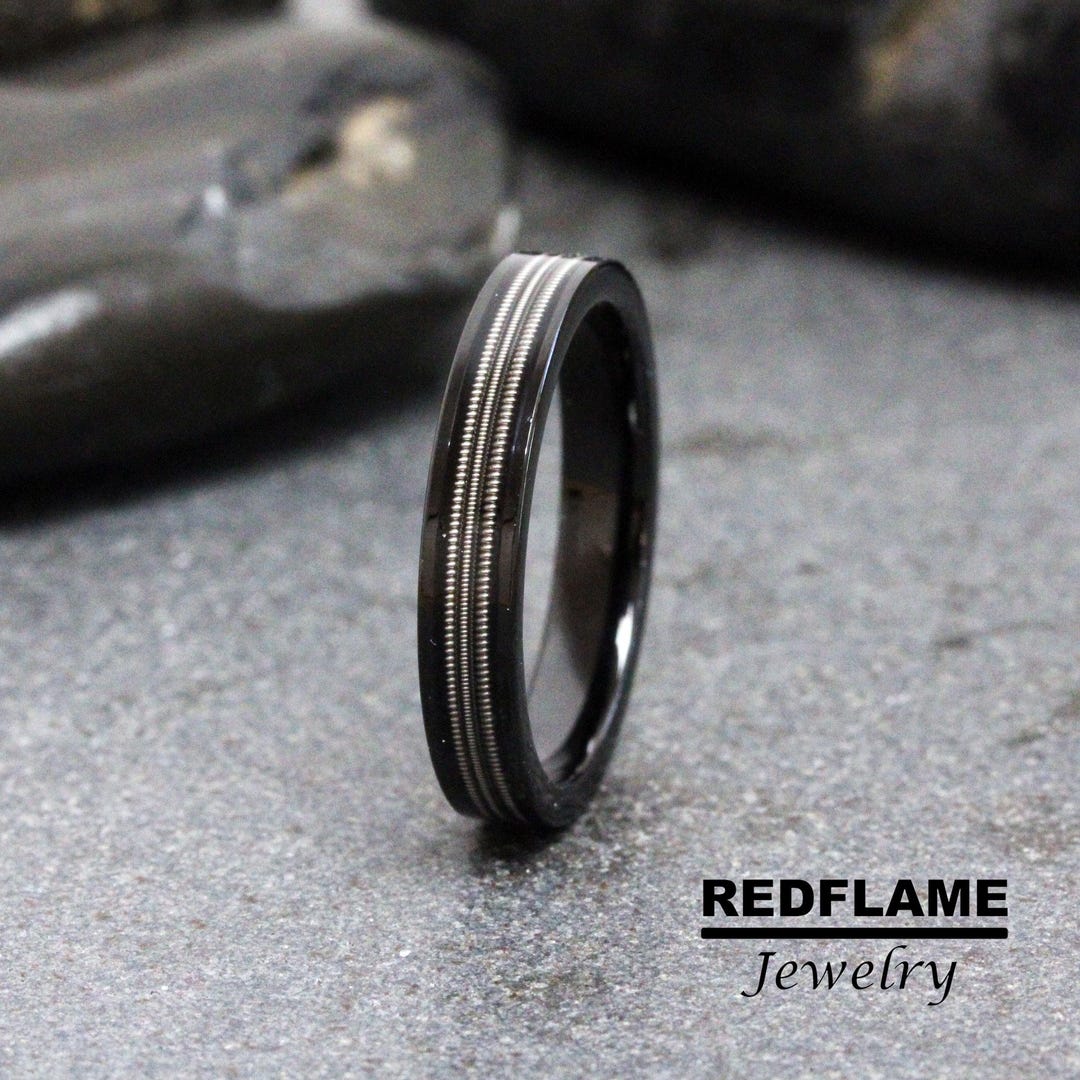 Your Own Guitar String Triple Inlay Tungsten Ring Use Your Own Guitar ...