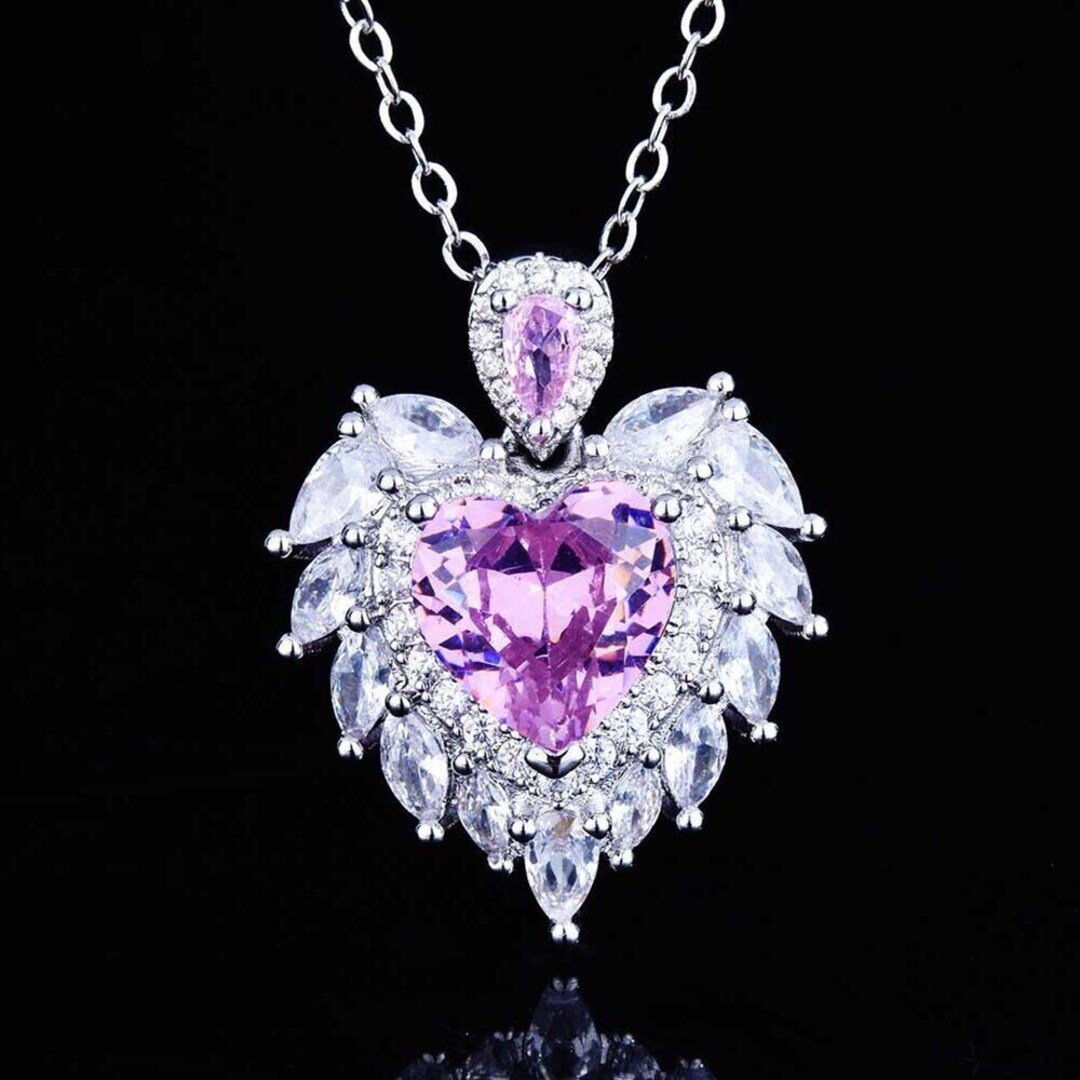 Angel Wings Pink Topaz Gemstones Diamond 18K White Gold Finish Love ...
