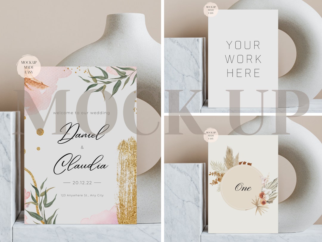 Simple Invitation Mockup, Greeting Card Mockup, Wedding Stationery ...