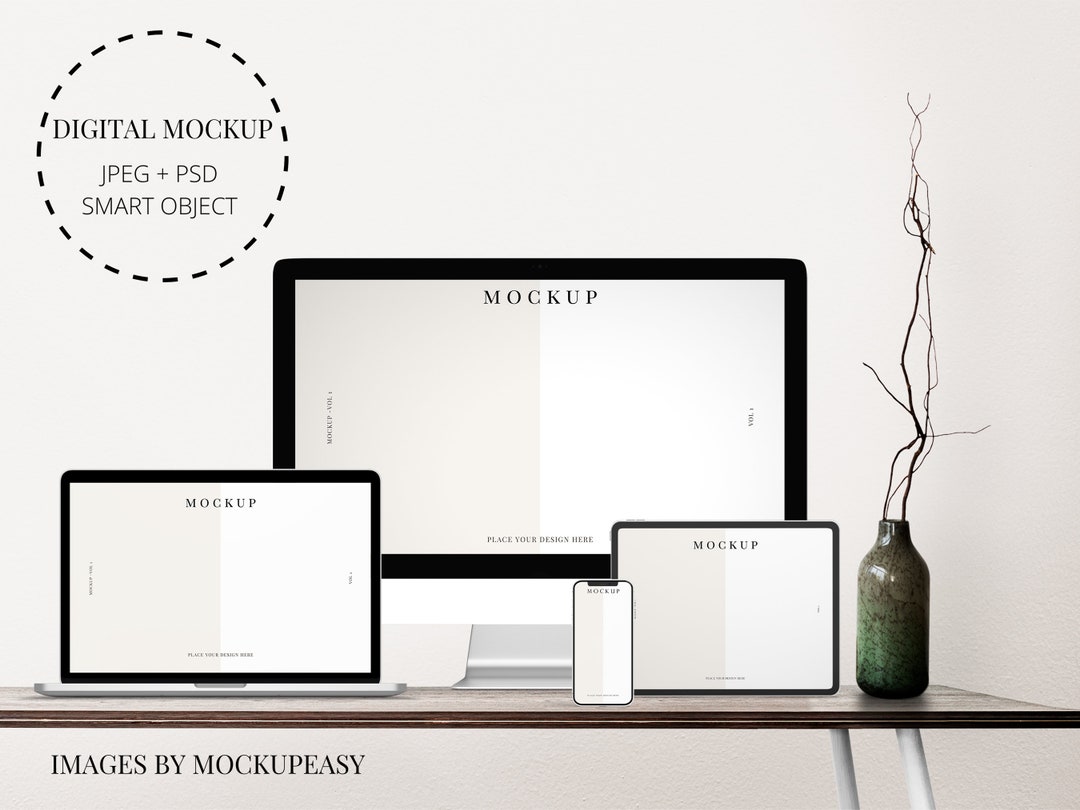 Neutral Laptop Mockup, MacBook Mockup, Notebook Mockup, iPad Pro Mockup ...