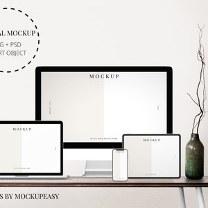Neutral Laptop Mockup, MacBook Mockup, Notebook Mockup, iPad Pro Mockup ...