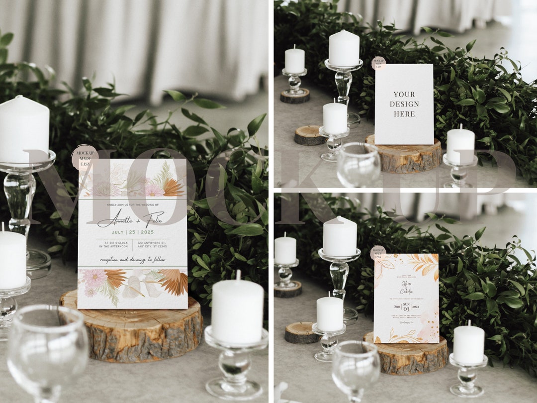 Neutral Invitation Mockup, Greeting Card Mockup, Wedding Invitation ...