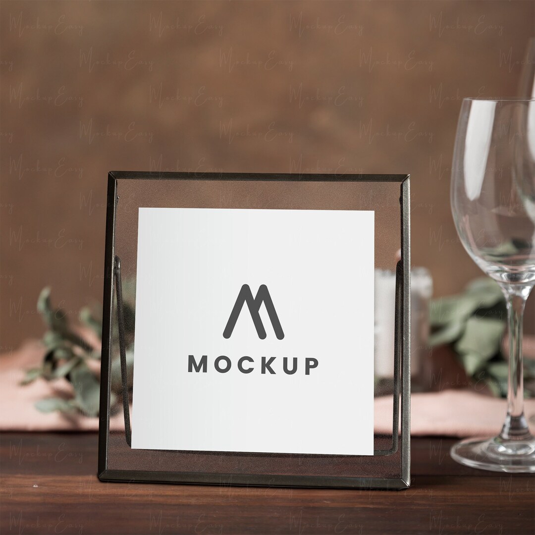 Square Table Sign Mockup, Wedding Table Number Mock Up, Boho Seating ...