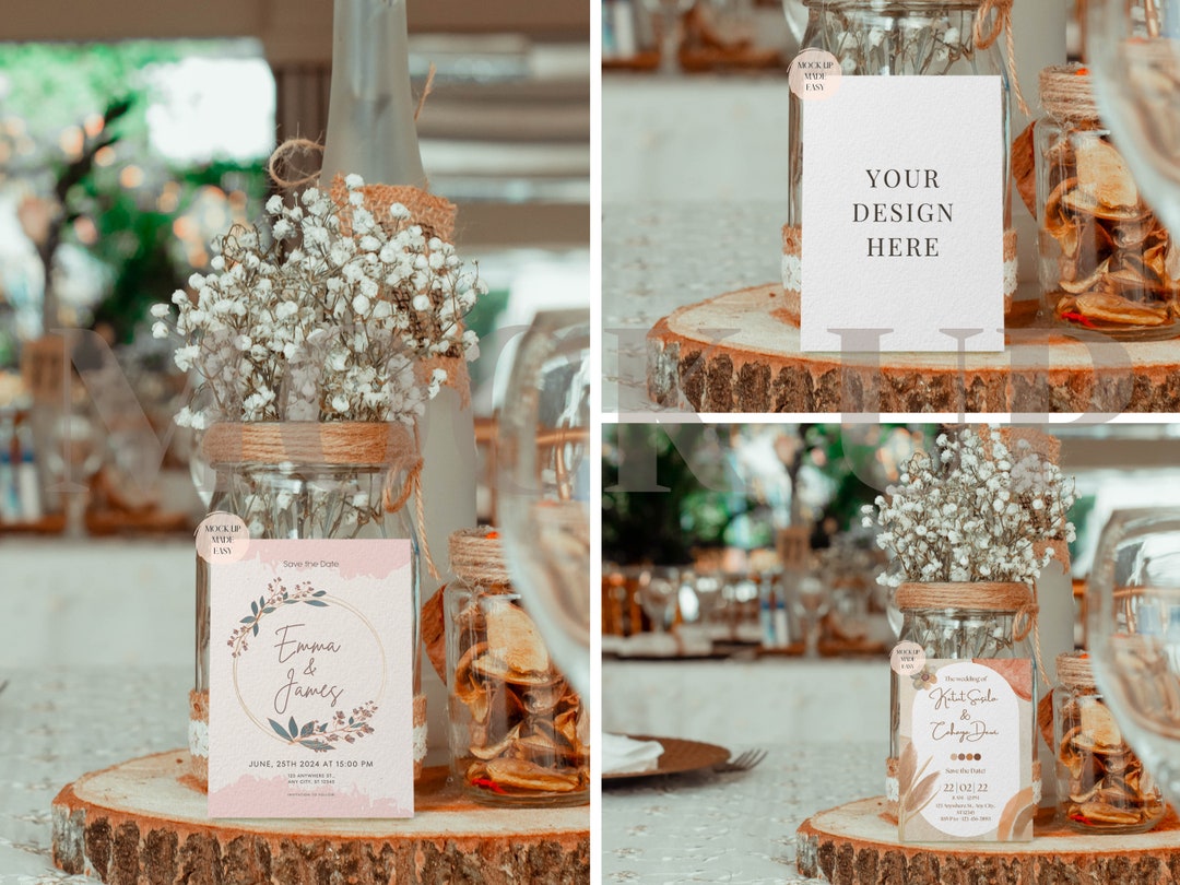 Boho Card Display Mockup, Wedding Invitation Mockup, Greeting Card ...