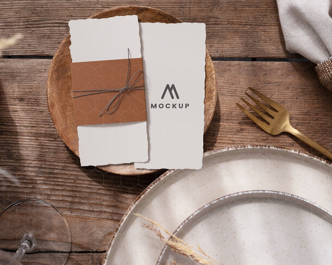 Elegant Rustic Menu Card Mockup, Wedding Menu Mockup, Wedding Program ...