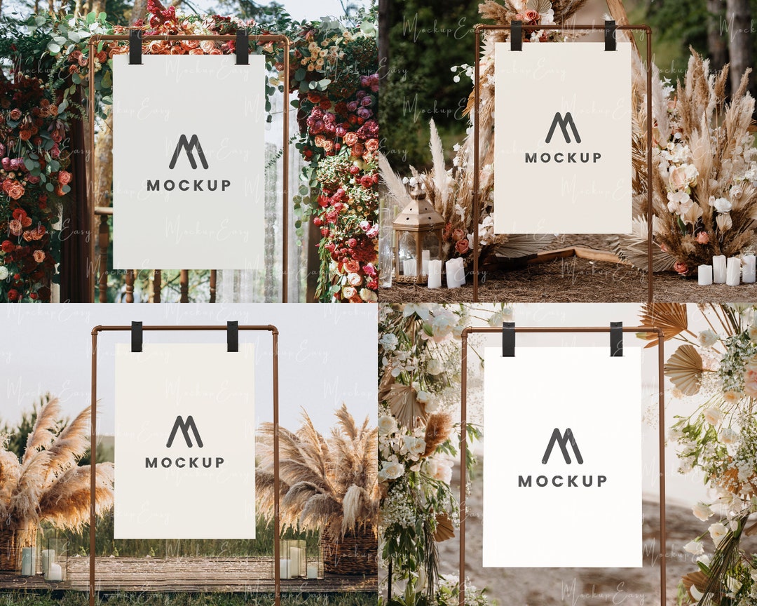 Boho Sign Mockup Bundle, Wedding Welcome Sign, Program Mockup, Easel ...