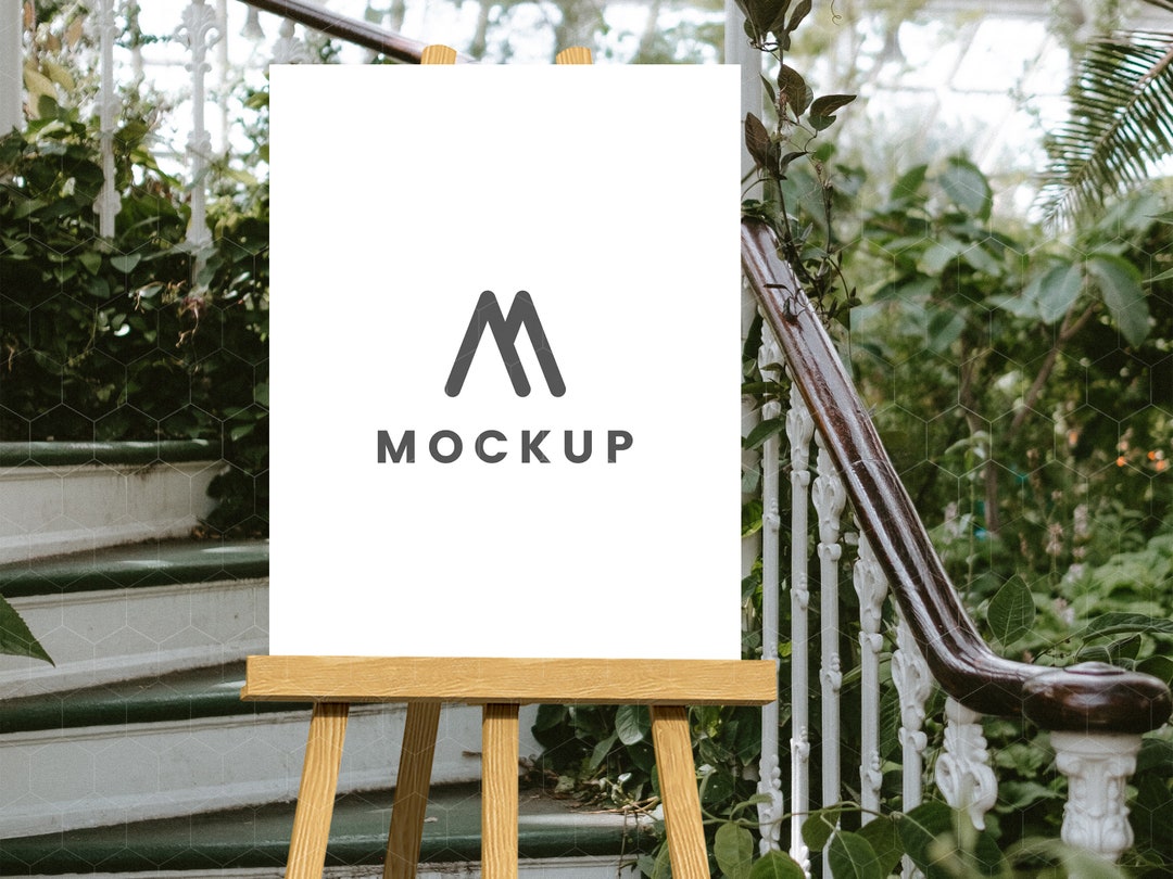 Portrait Wedding Welcome Easel Sign Mockup, Wedding Invitation Mockup ...