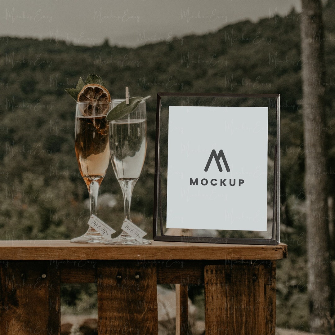 8x10" Table Number Mockup, Acrylic Wedding Table Sign Mockup, Frame ...