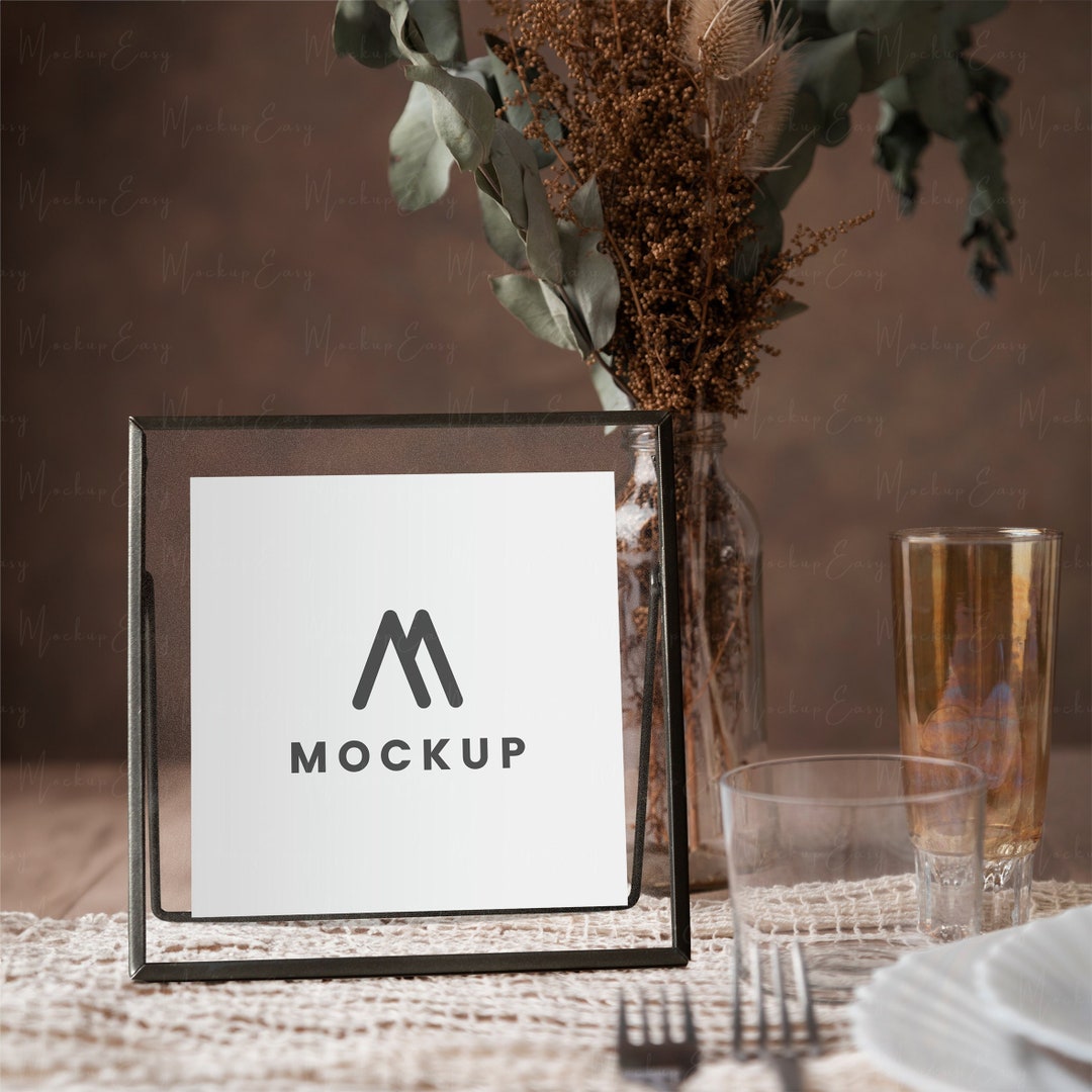 Wedding Table Number Mockup, Square Table Sign Mockup, Boho Seating ...