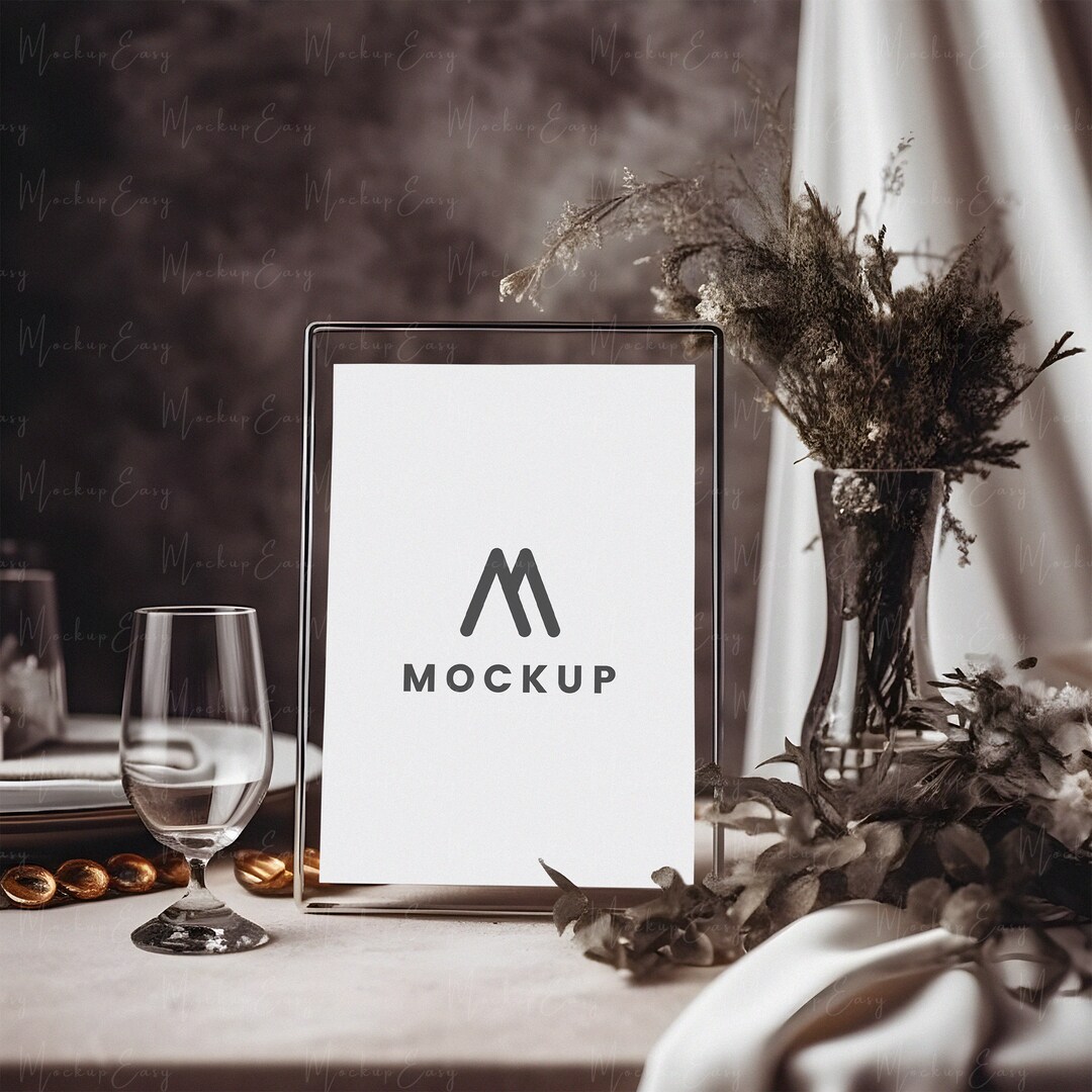 5x7 Table Sign Mockup, Wedding Table Number Frame Mock Up, Boho Seating ...