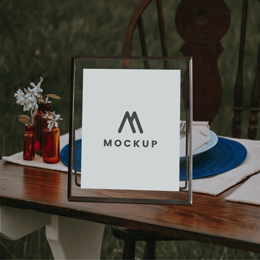 8x10 Table Sign Mockup, Acrylic Wedding Table Number Mockup, Frame ...