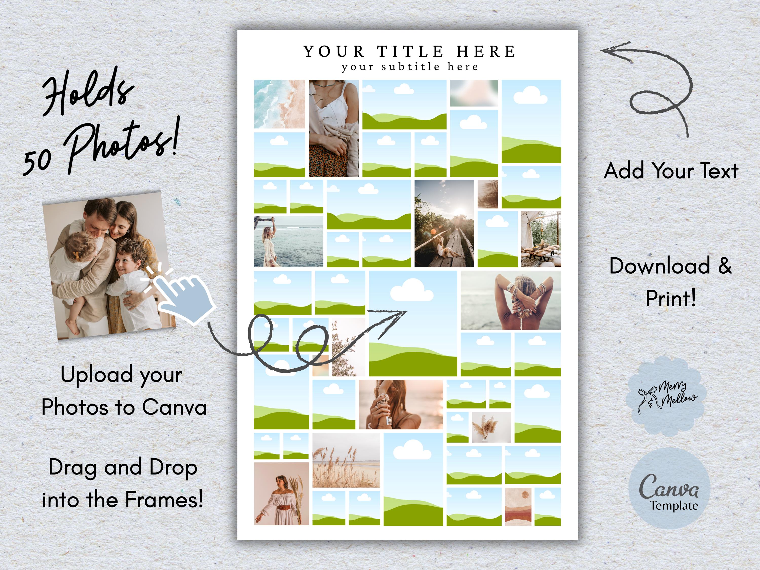 50 Photo Collage Poster Template | Editable Canva Picture Collage ...