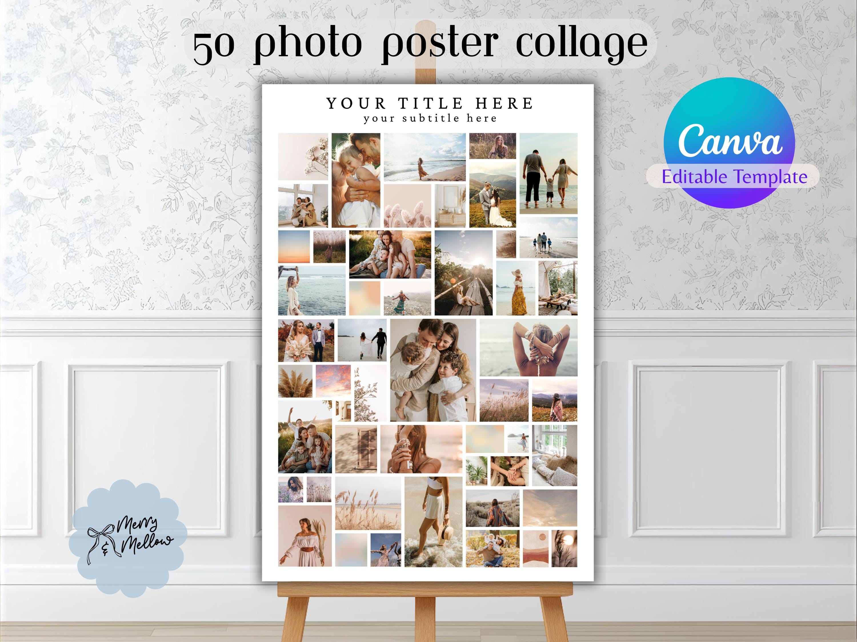 50 Photo Collage Poster Template | Editable Canva Picture Collage ...