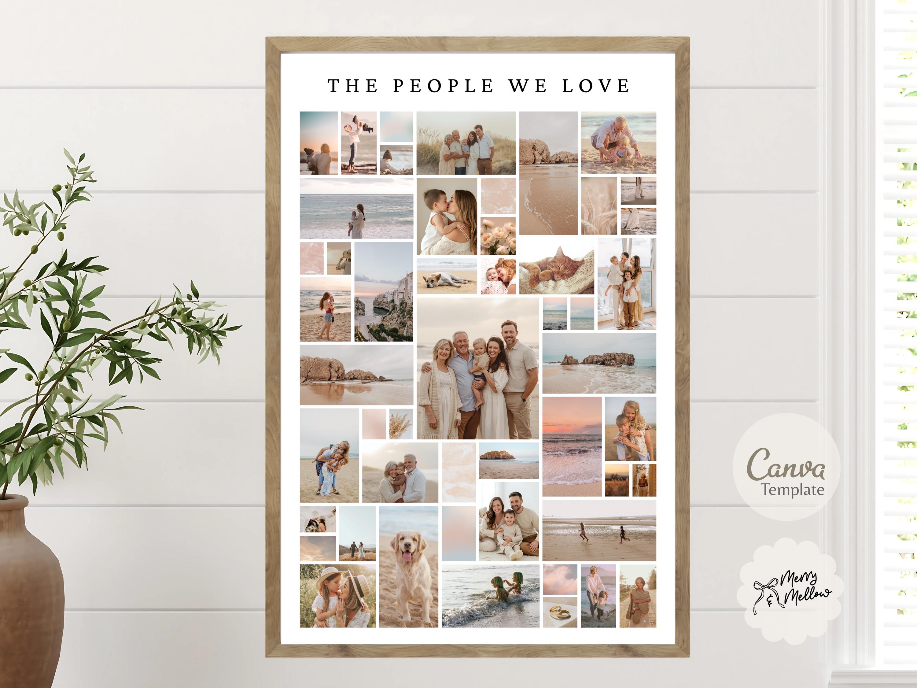 50 Photo Family Collage Poster Template | DIY Photo Wall Art ...