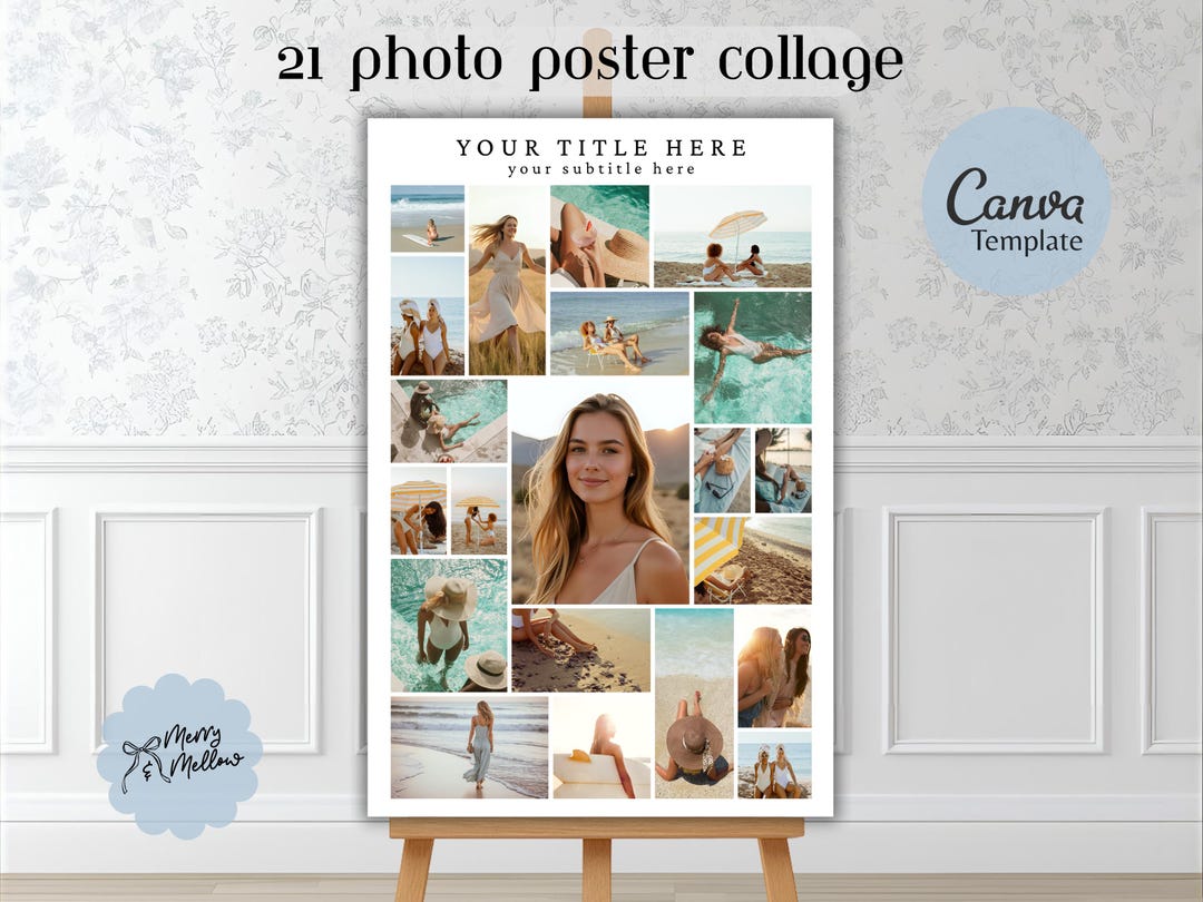 21 Photo Collage Template | Editable Canva Photo Display | Custom ...
