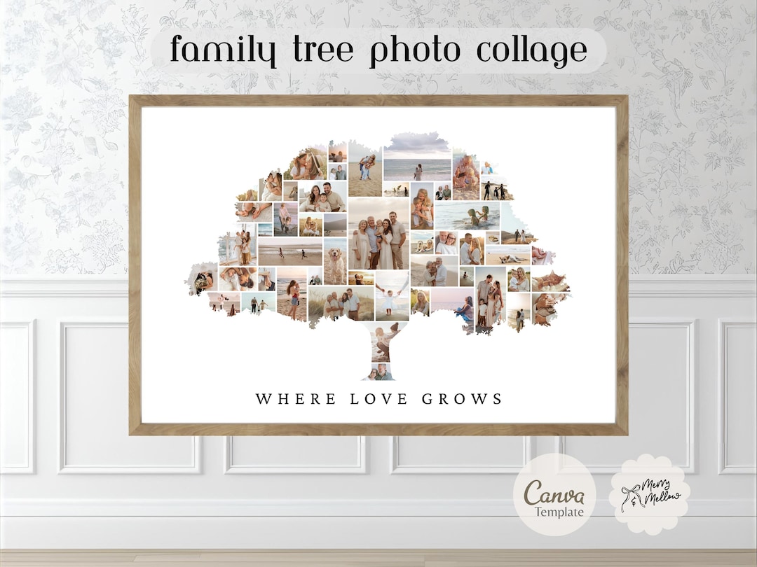 Family Tree Photo Collage Template | Editable Canva Design | Custom ...