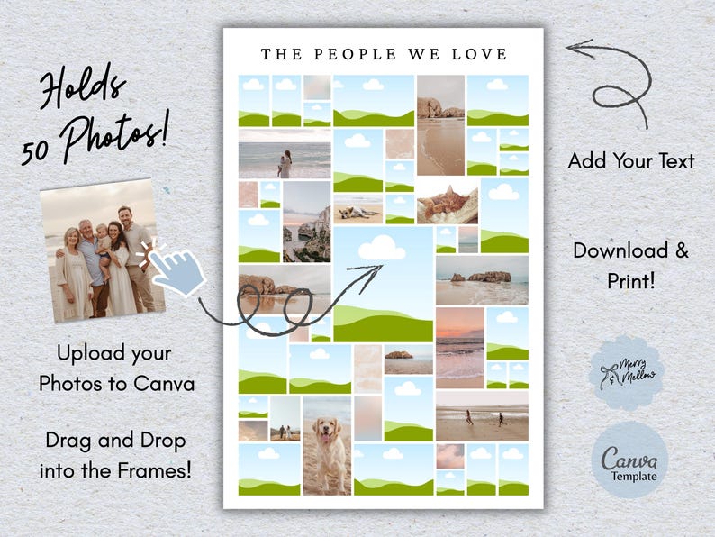 50 Photo Family Collage Poster Template | DIY Photo Wall Art ...
