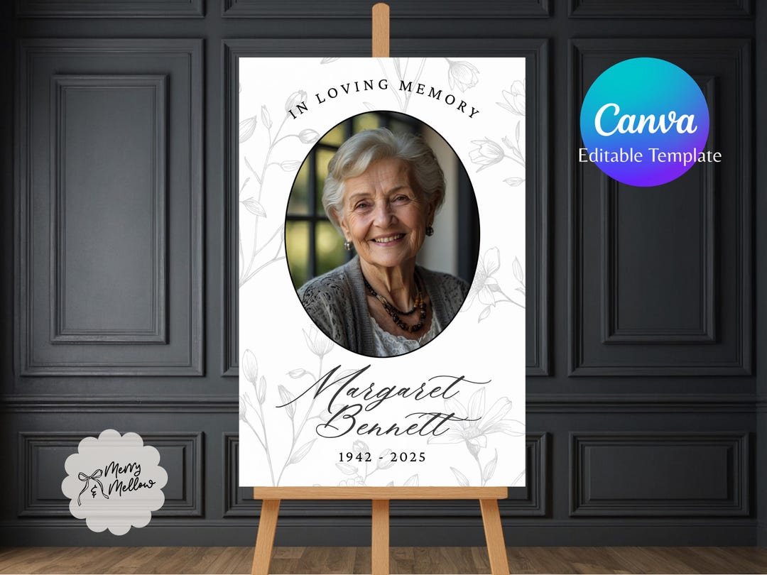Editable Funeral Poster Welcome Sign: Celebration of Life Memorial ...