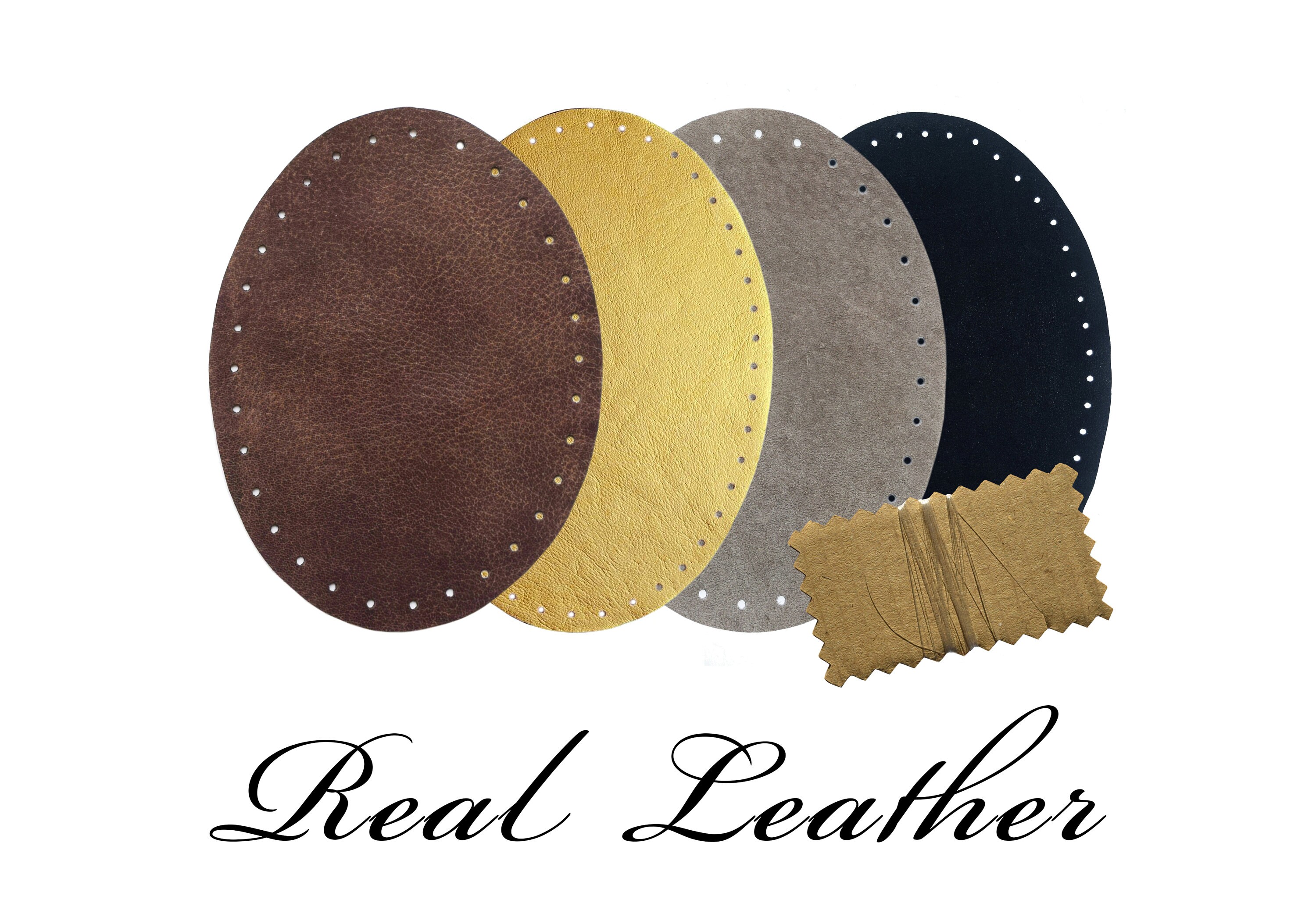 Oval Real Leather Elbow Patches / Pair of Patches / Genuine Leather ...