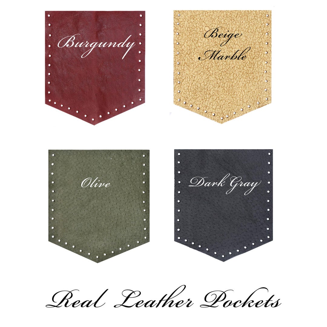 L Size Leather Pockets / Real Leather Patches / Sweater Applique ...