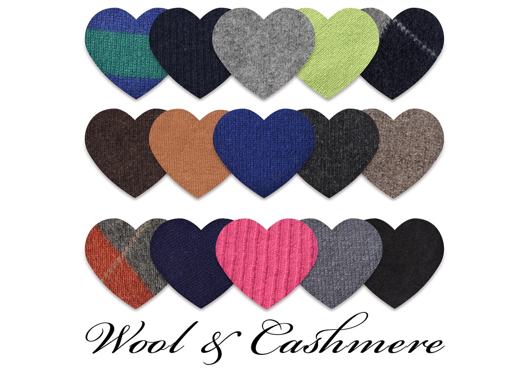 Wool Cashmere Heart Patches: Knit Applique for Sweater Repair - Etsy
