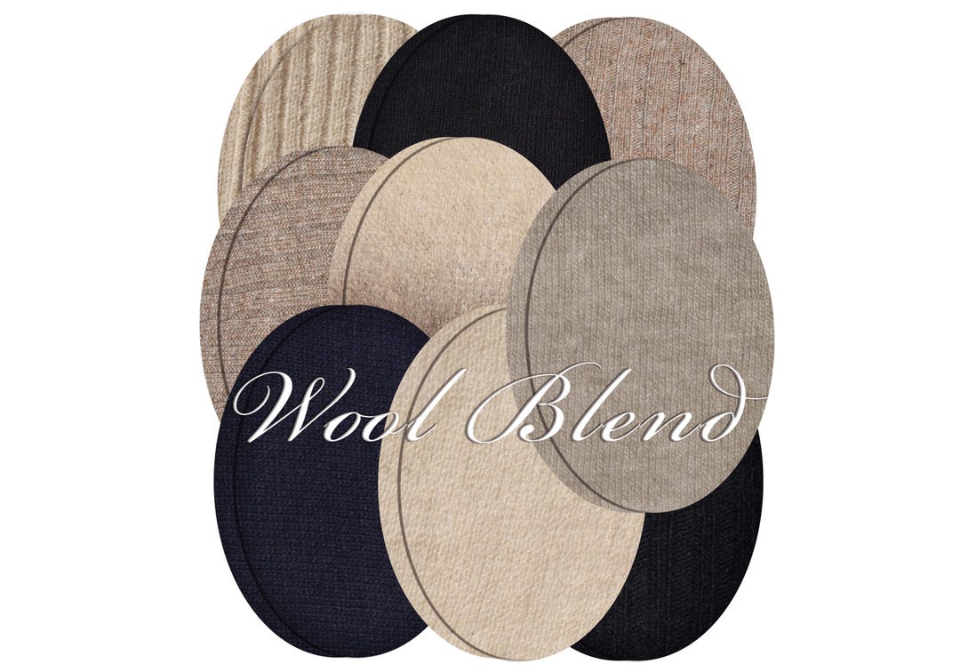 Wool Blend Oval Elbow Patches / Pair of Wool Elbow Patches / Sweater ...