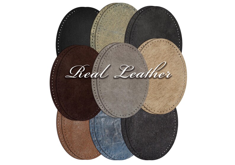 Real Leather Oval Elbow Patches: Pre-punched Sweater Repair - Etsy