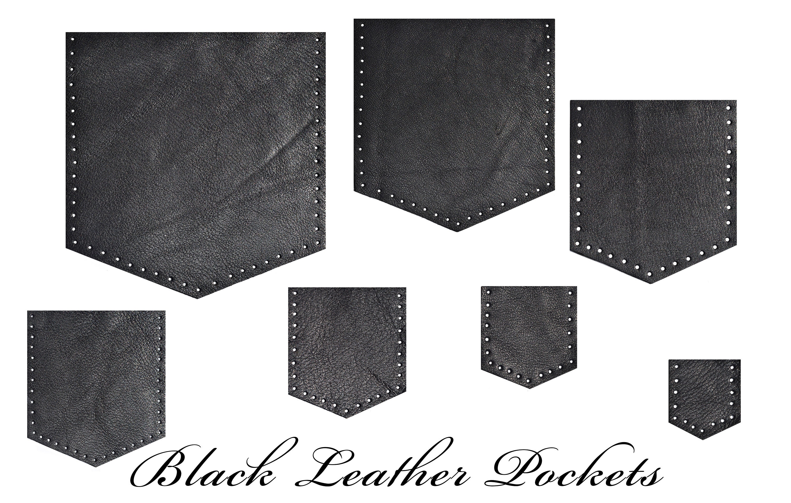 7 Sizes Real Leather Pockets / Leather Patches / Black Applique ...