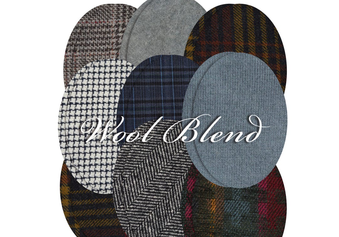 Wool Blend Oval Elbow Patches / Pair of Wool Elbow Patches / Sweater ...