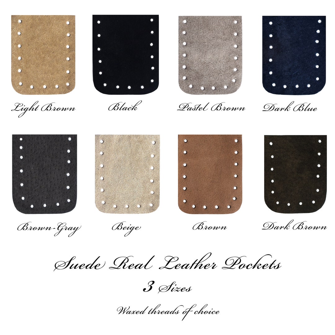 3 Sizes Real Leather Pockets / Leather Patches / Leather Applique ...