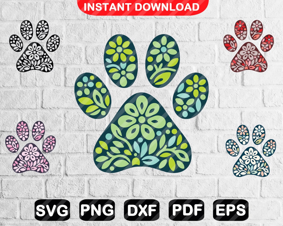 Floral Paw Print SVG PNG, Spring Easter Pet Svg, Animal Print, Paw ...
