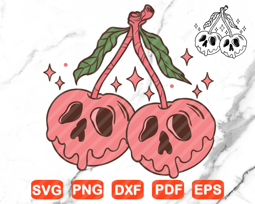 Dripping Cherry Svg Design - Halloween Skull Fruit Clipart, Svg for ...