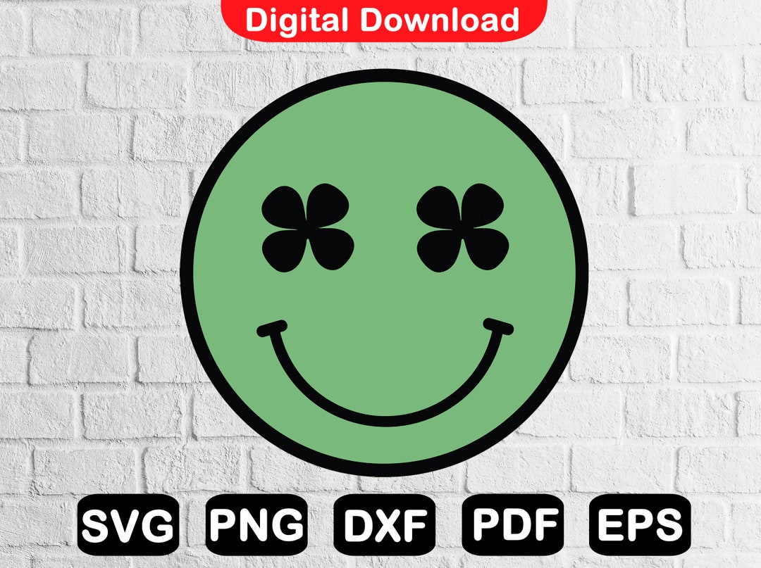 Clover Smiley SVG, Lucky Smiley Face Clover Svg, SVG for Cricut, Shirts ...