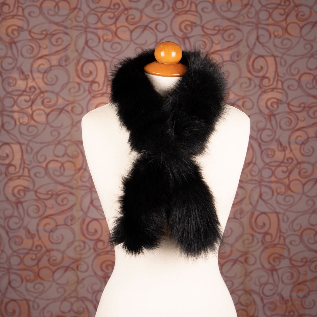 Real Fox Fur Scarf in Black Color Unisex Wrap - Etsy