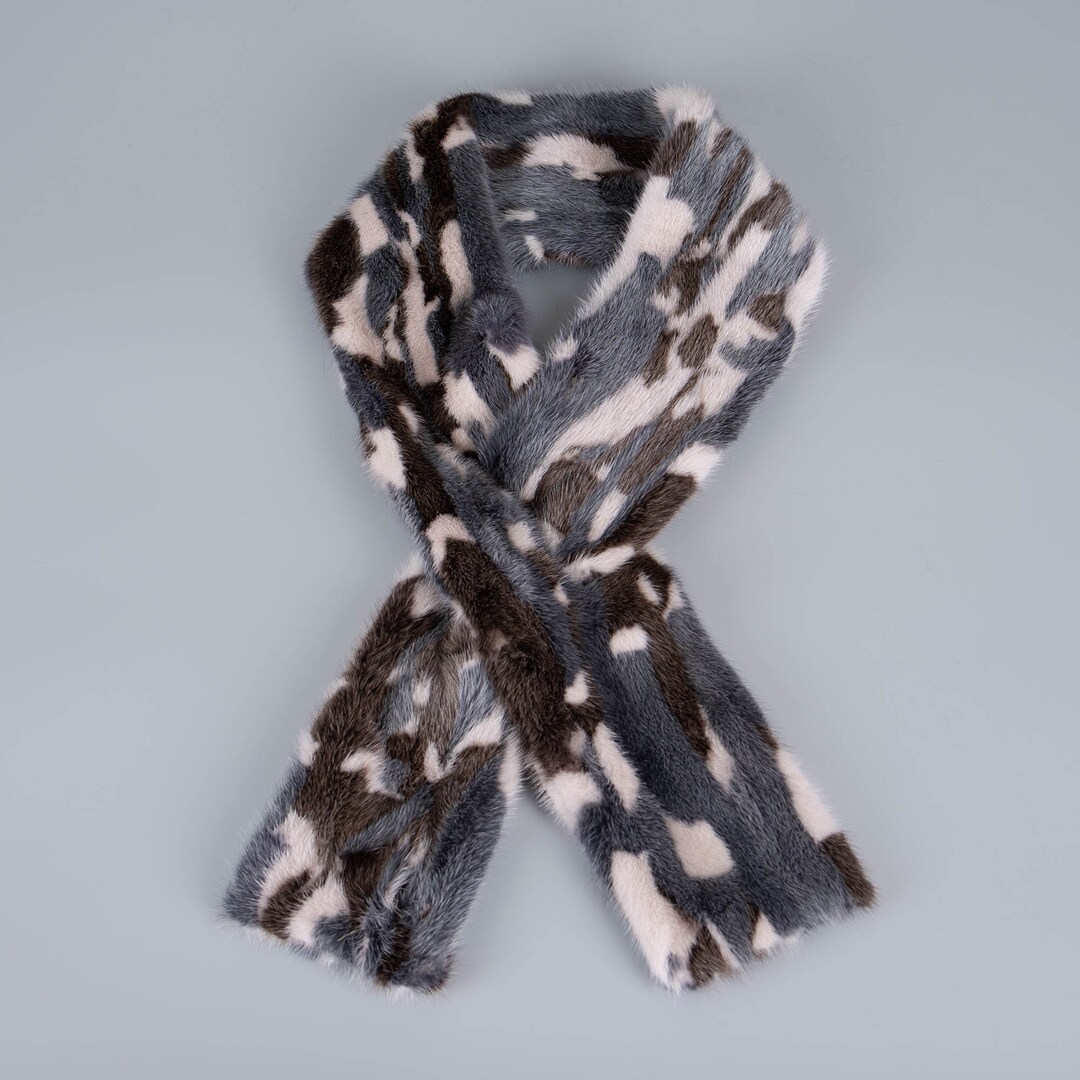 Real Mink Fur Scarf in Military Color Unisex Wrap - Etsy