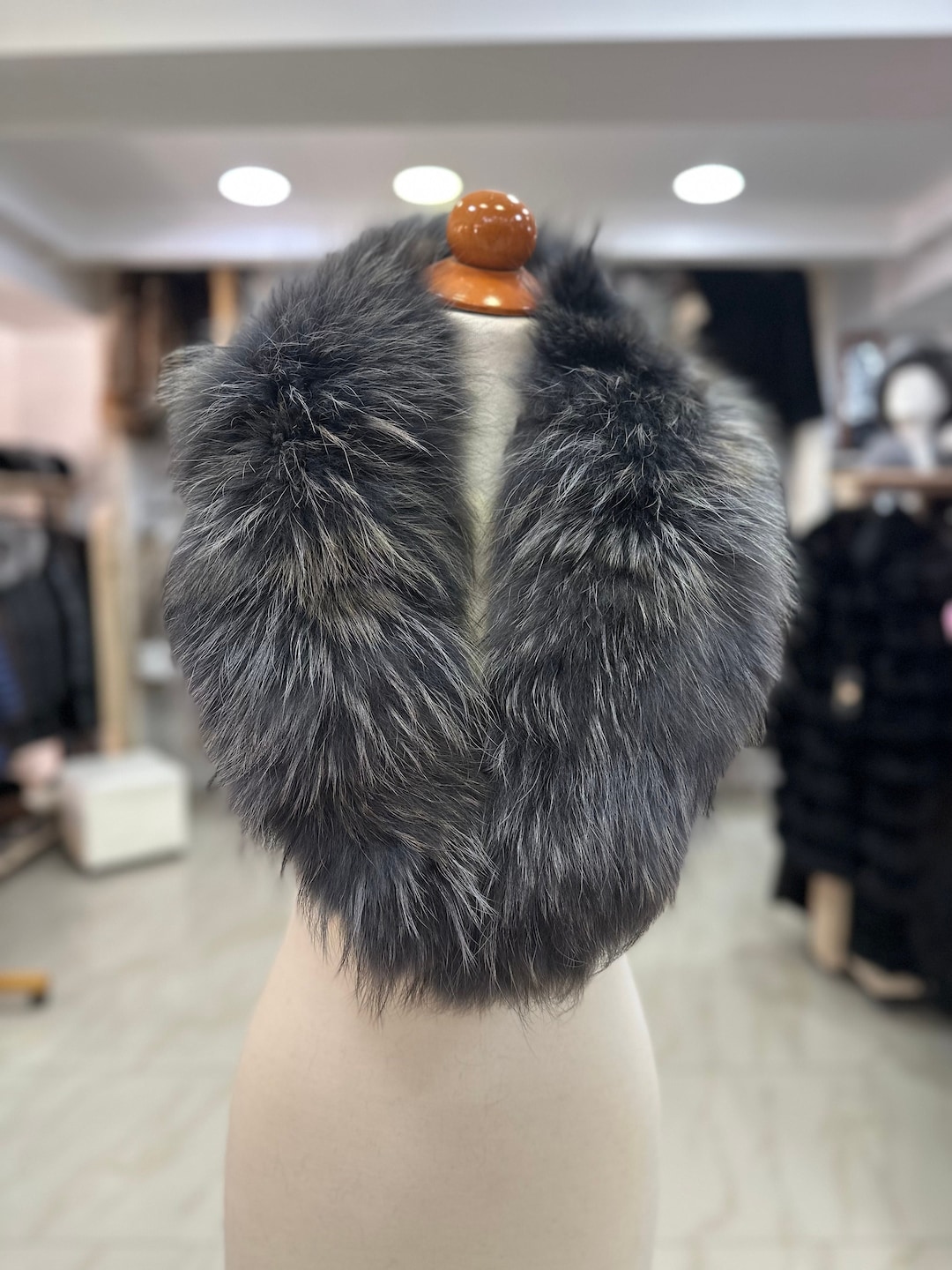 Luxurious Real Fox Fur Collar in Gray Blue - Detachable Winter Wrap - Etsy